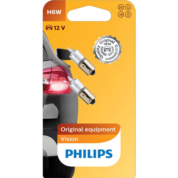 Bombilla h6w Philips premium 12v 2 uds - Feu Vert