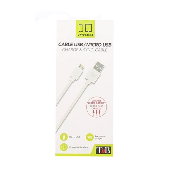 Cable usb/micro usb 1 metro blanco - Feu Vert