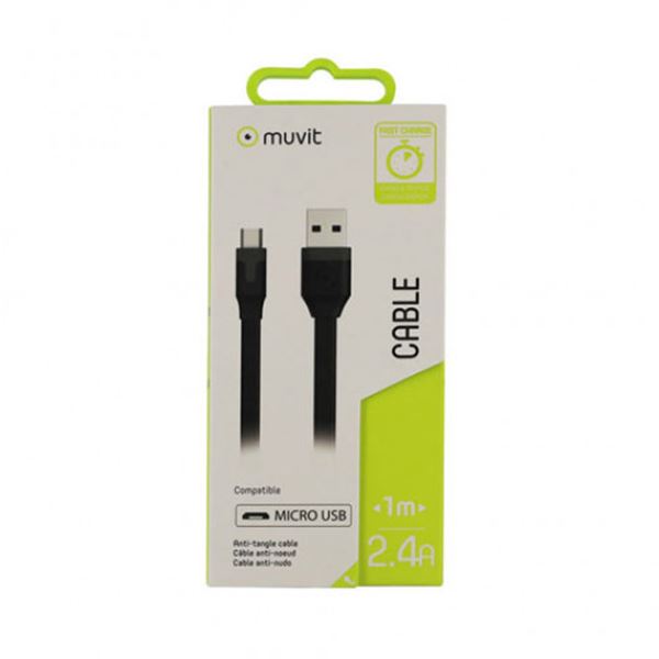 Cable cargador usb-micro usb Muvit 1 m negro - Feu Vert Cable cargador usb-micro usb Muvit 1 m negro - Feu Vert