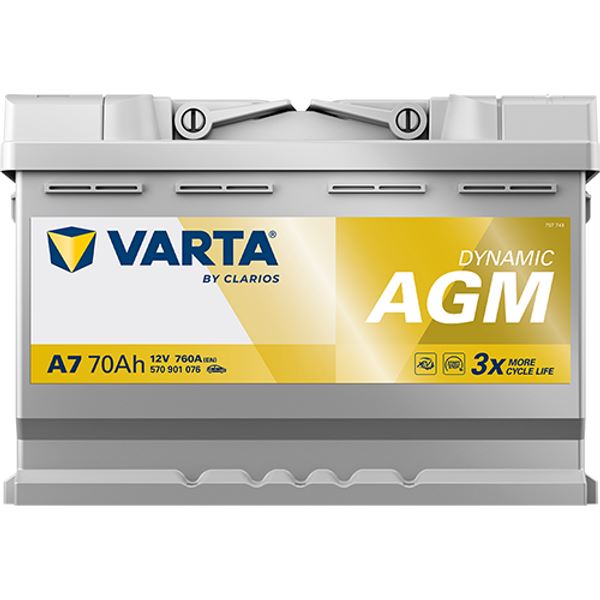 Batería de coche Varta Start Stop agm xev 70ah 760a a7 - Feu Vert