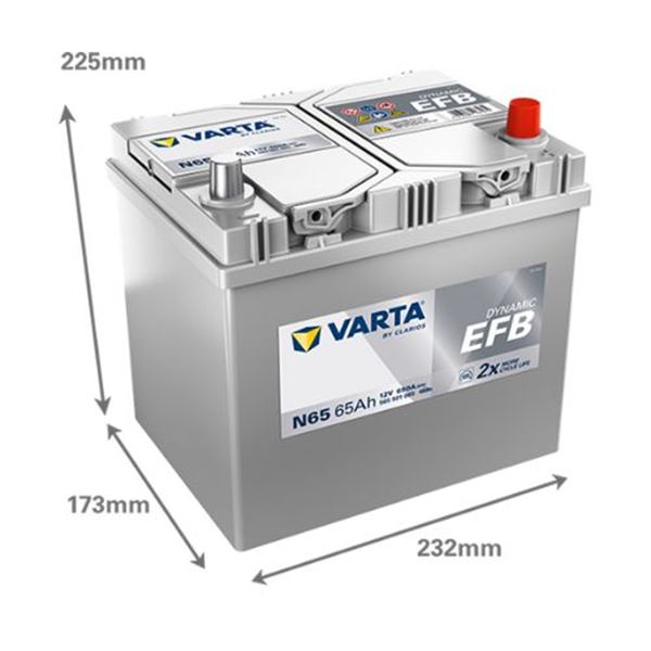 Batería de coche Varta Dynamic EFB N65 65Ah 650A 12V - Feu Vert